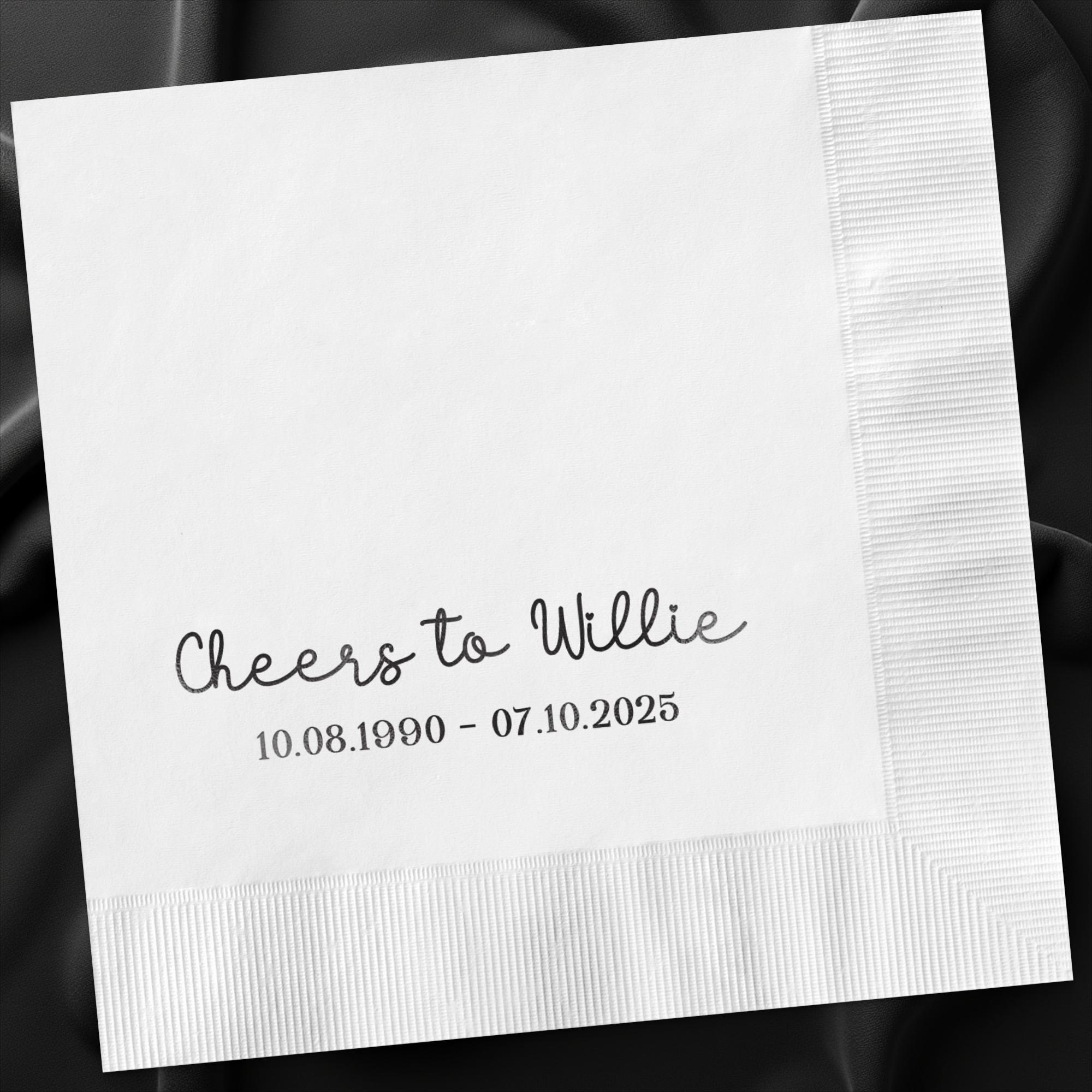 Custom Retirement Napkins Cheers to Willie Printed Retirement Party ...