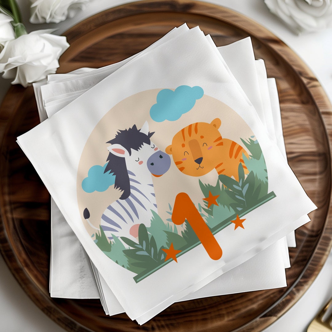 Personalized Birthday Napkins, Custom Birthday Napkins, Cute Animals ...