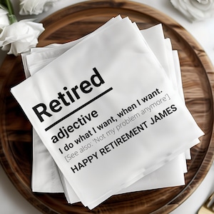 Custom Retirement Napkin, Personalized Retirement Party Napkin, Funny ...