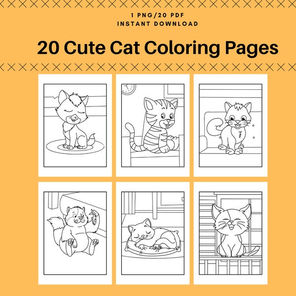 Preschool Cat Coloring Pages - Etsy