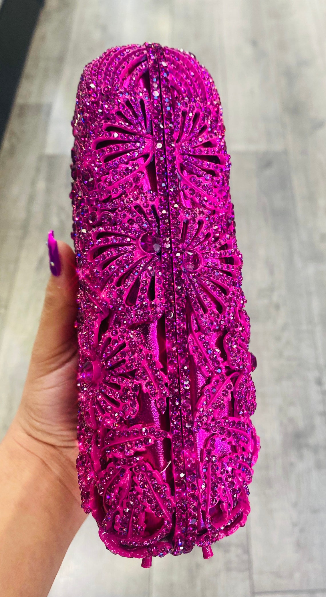 Magenta Rhinestone & Satin Evening Bag - Etsy