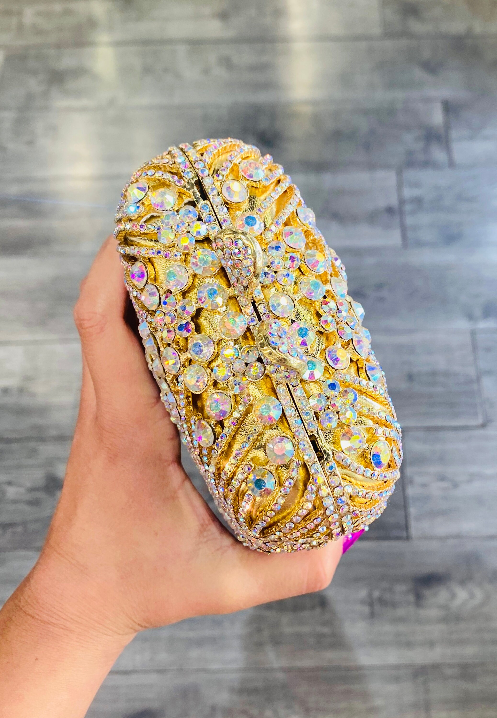 Gold Rhinestone Evening Bag - Etsy