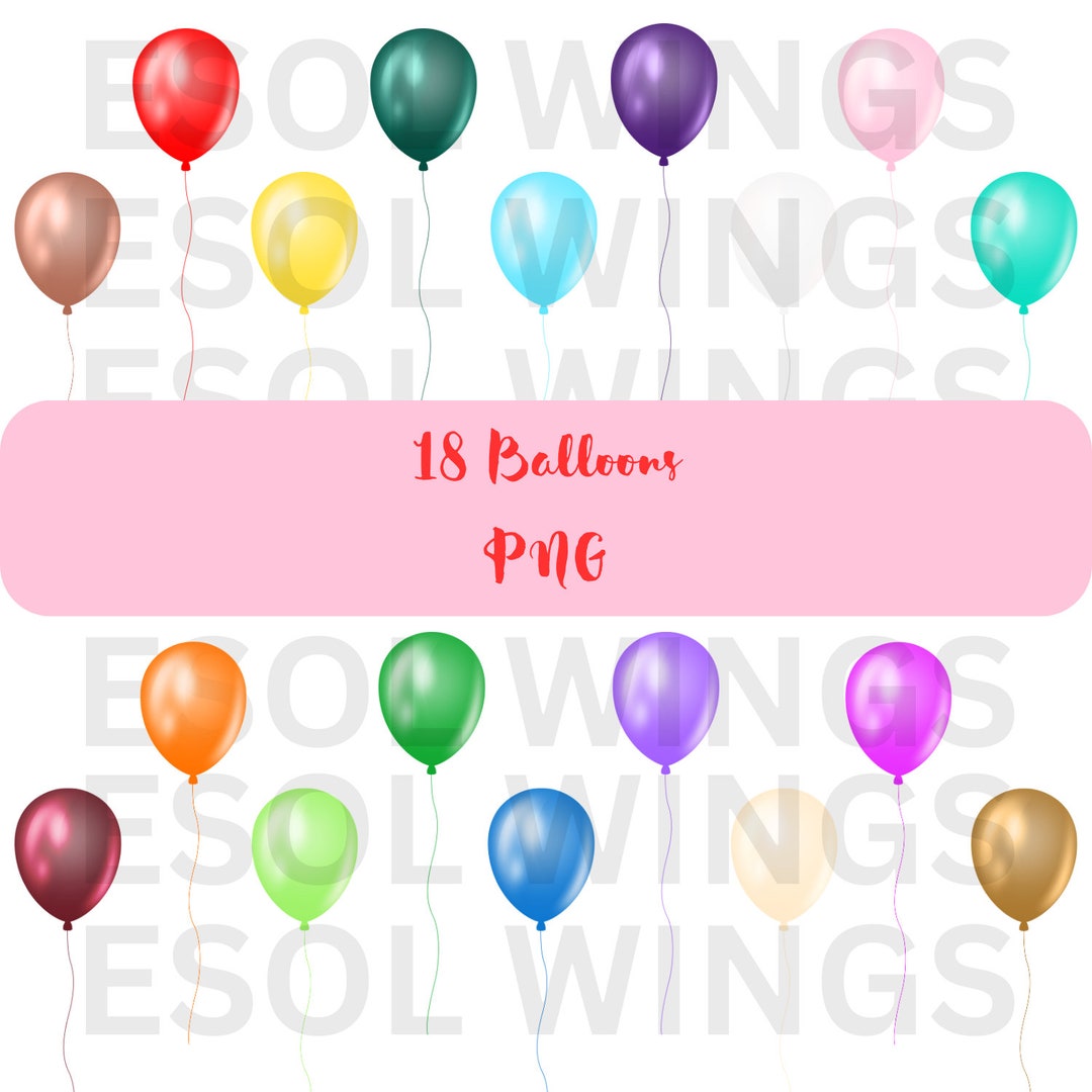 Balloons Clipart | Rainbow Balloons Clipart Set of 18 | Instant Digital ...