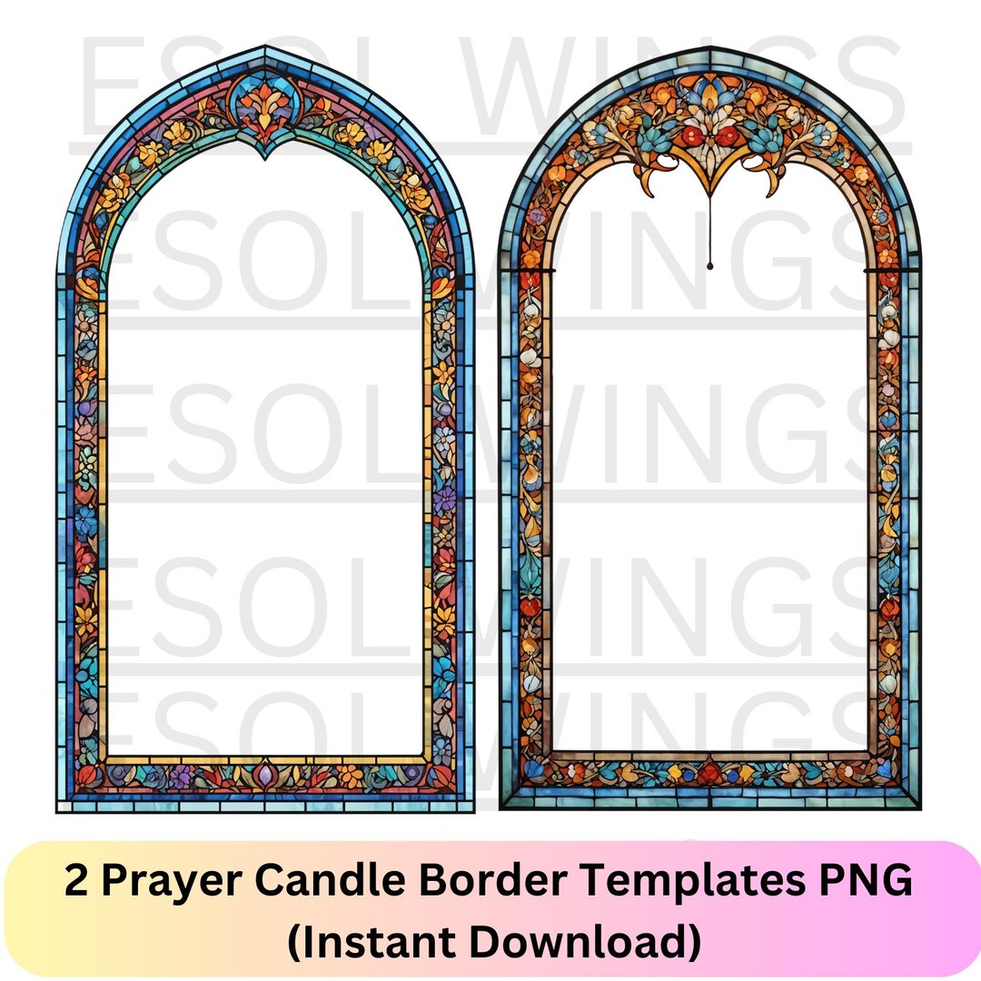 Stained Glass Catholic Saint Candle Frame Pack, Digital Download for 2 ...