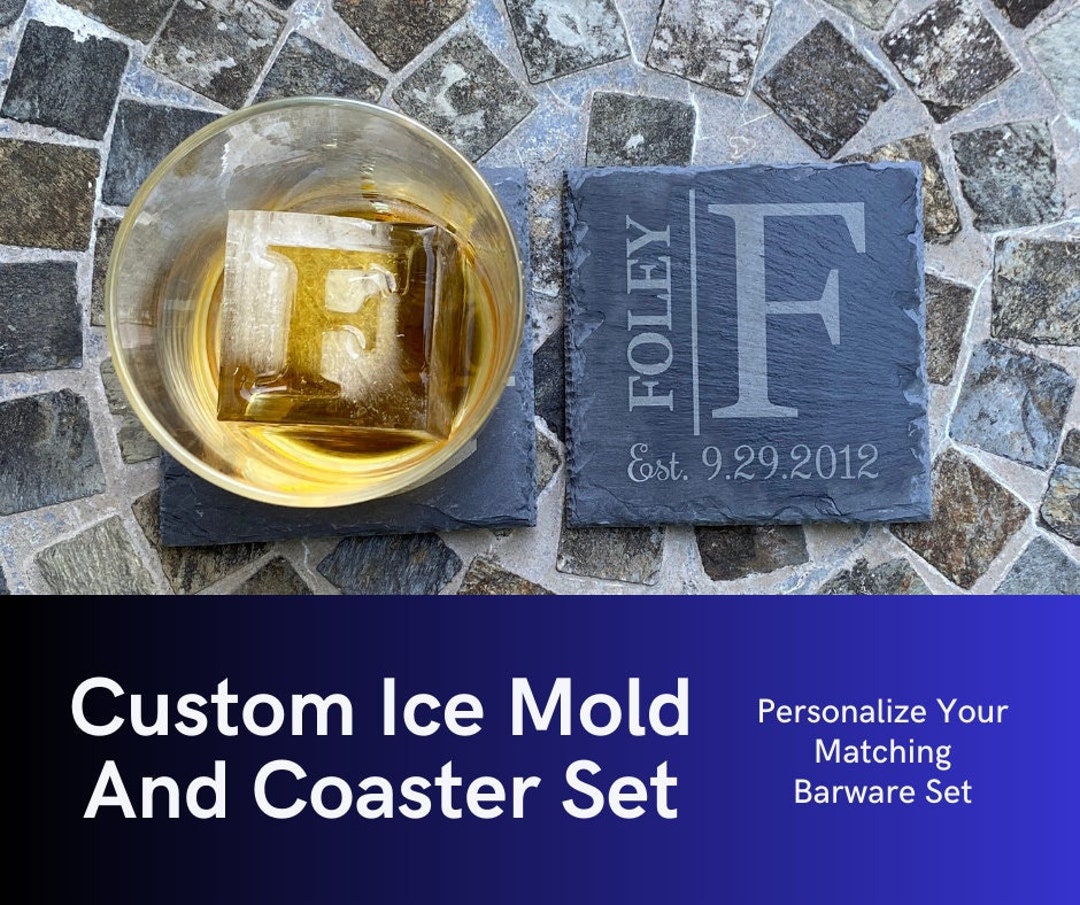 Custom Ice Mold and Coaster Set personalize Your Silicone Whiskey Ice ...