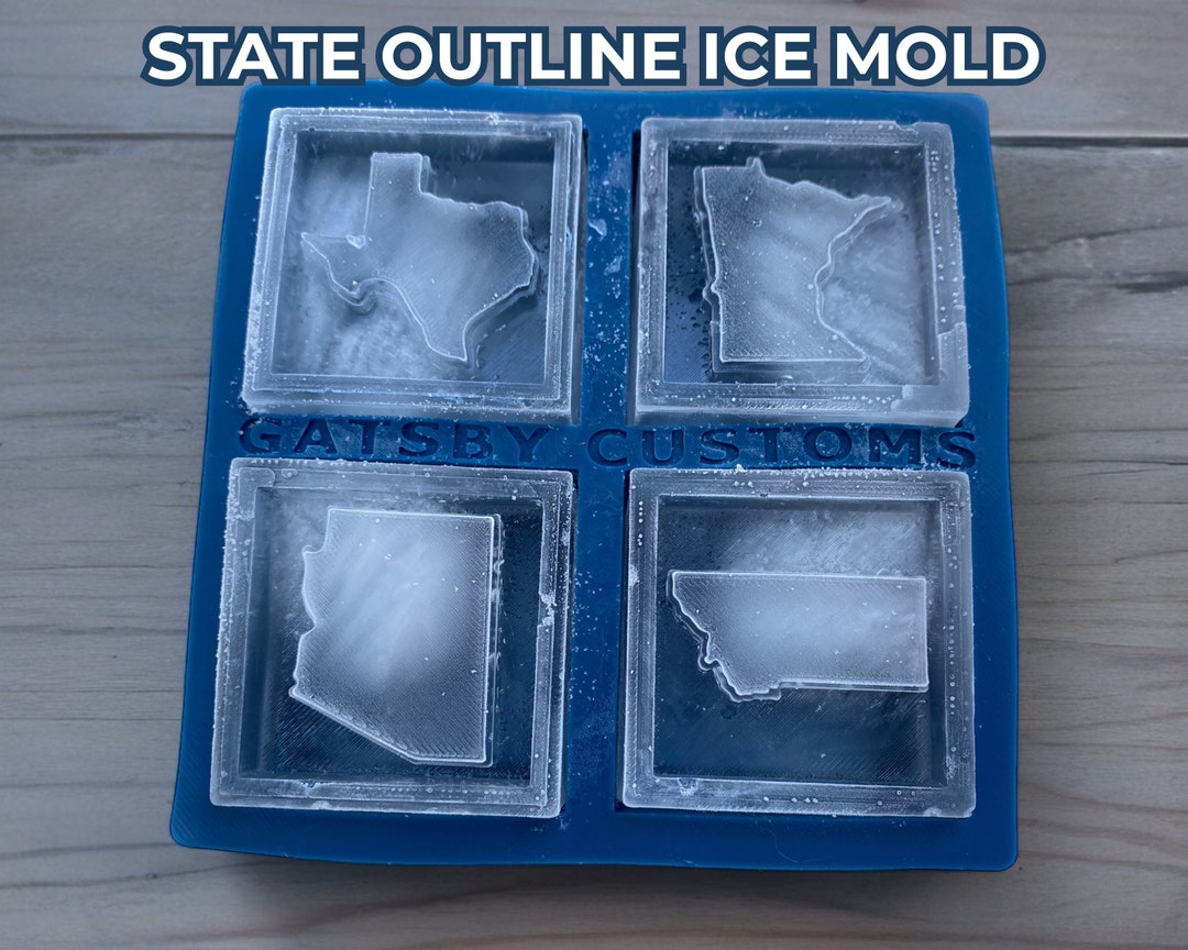 State Outline Ice Cube Tray, Whiskey King Cubes, Custom Silicone Mold ...