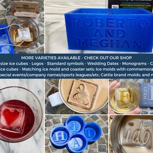 PREMIUM Custom Ice Mold, 2” Cubes With Initials, Monogram, Logo ...