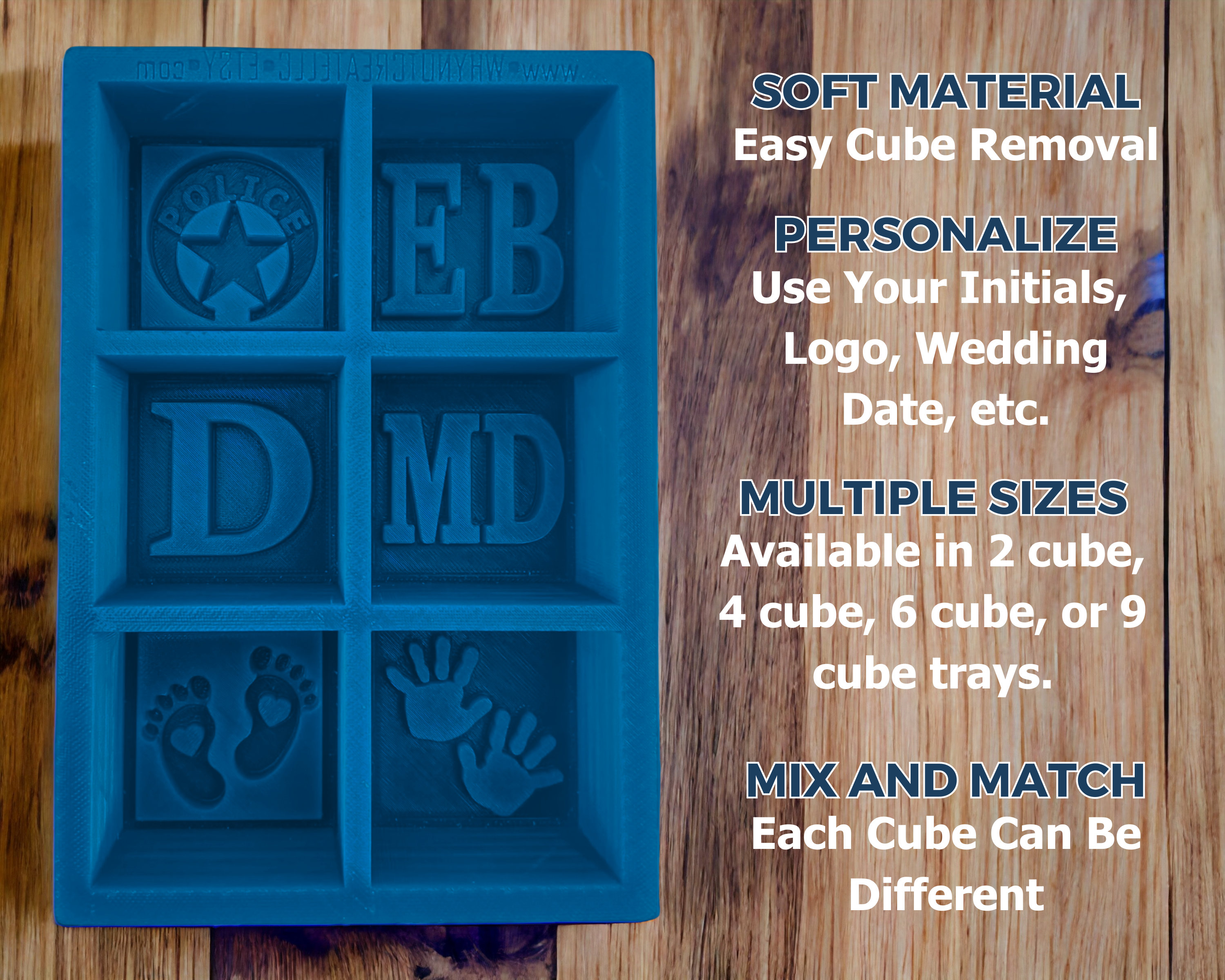Custom Logo Ice Cube Mold - 2" King Cubes, Custom Silicone Molds ...