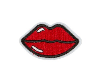 Red Lips Iron on Patch Biting Lips Patch Iron on Patch - Etsy