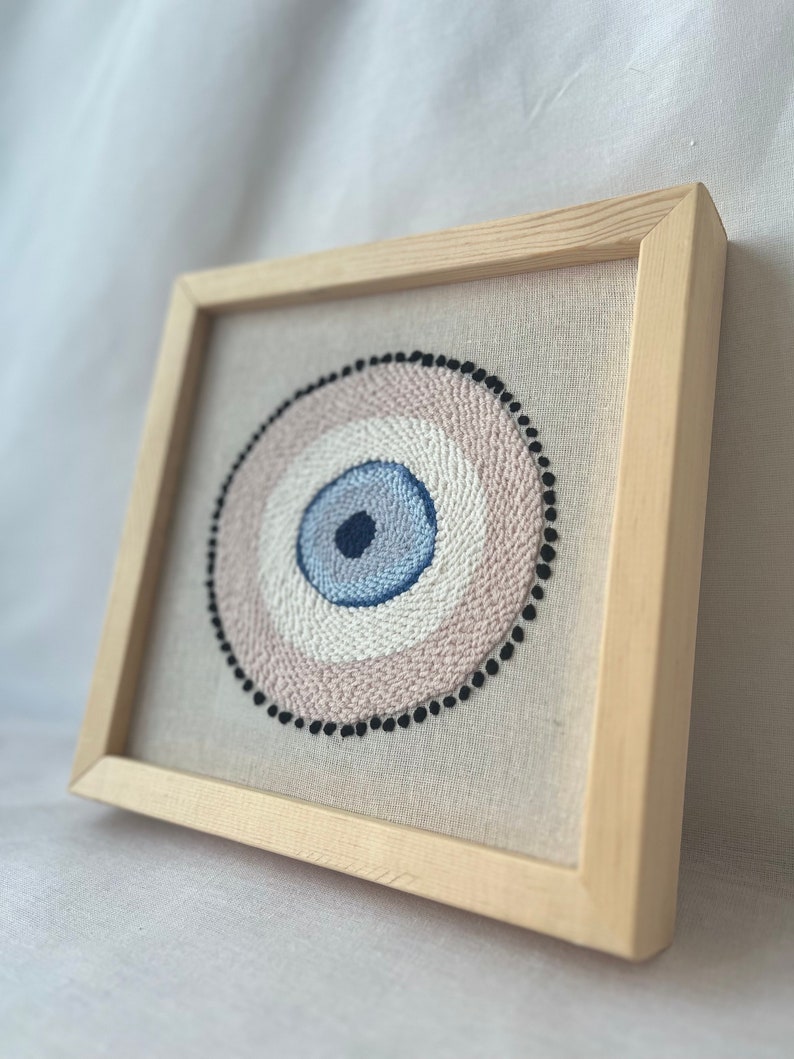 A Symbolic Evil Eye Artwork, Framed Small Statement Textile Art ...