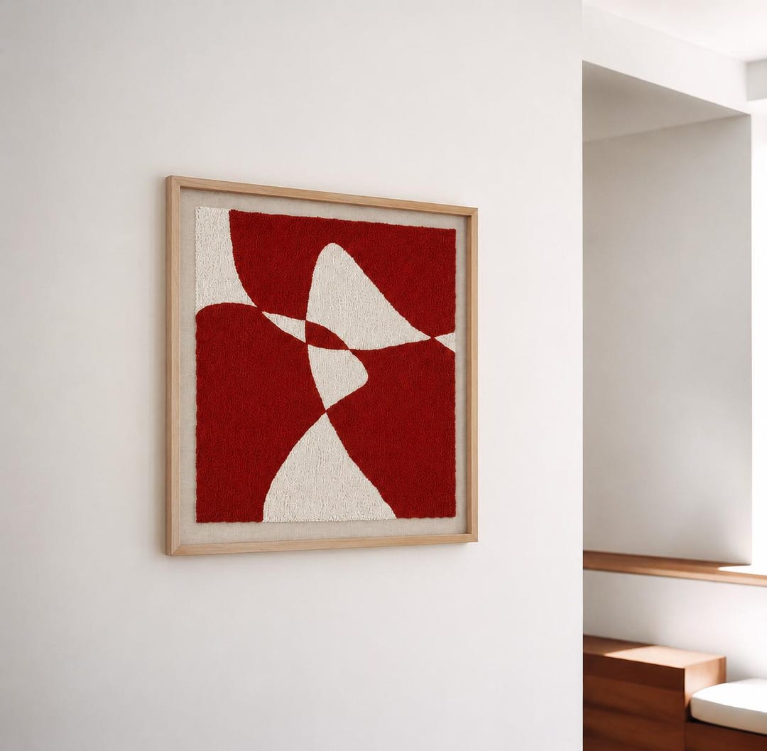 Large Square Fiber Art Wall Decor, Framed Textured Textile Artwork ...