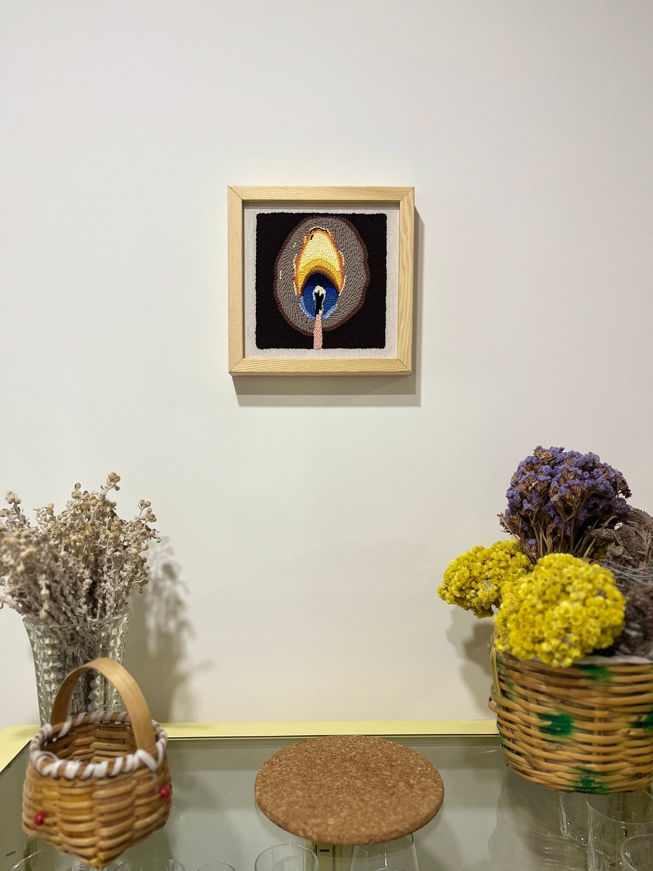 Natural Framed Wall Hanging With Flicker,minimalist Simple Wall Decor ...