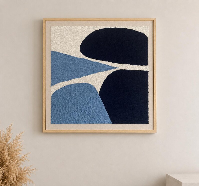Large Square Fiber Art Wall Decor, Framed Textured Textile Artwork ...