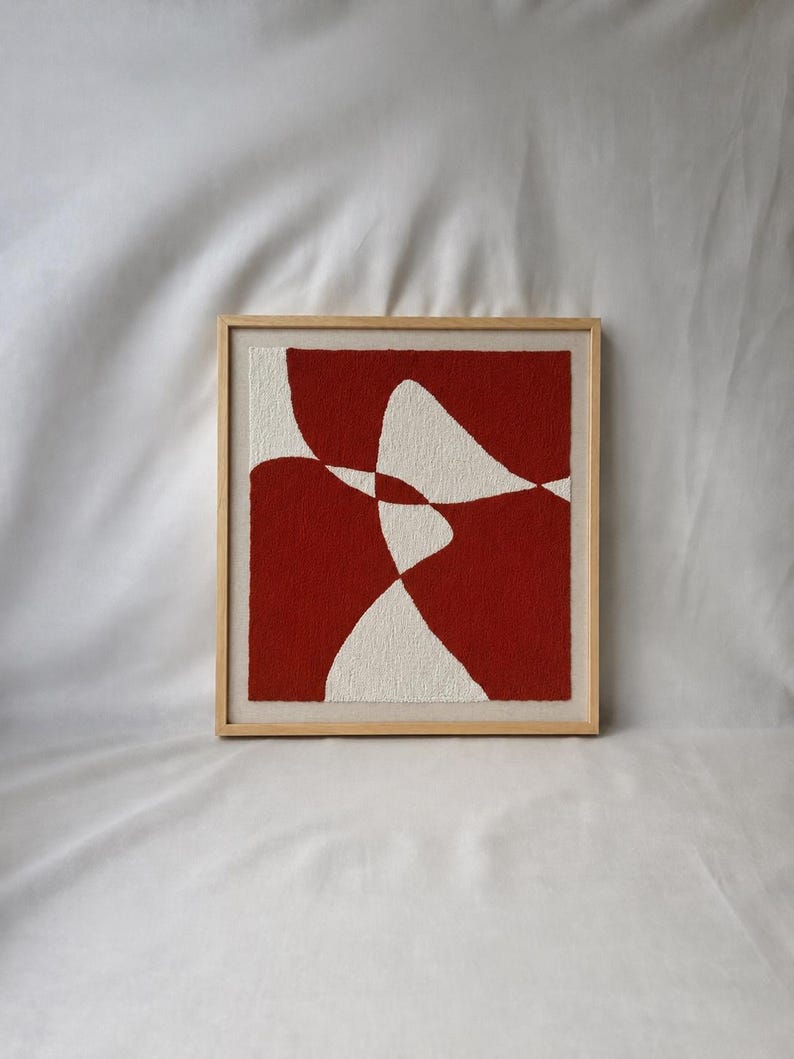 Large Square Fiber Art Wall Decor, Framed Textured Textile Artwork ...