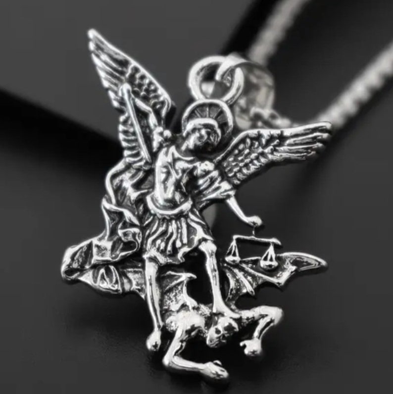 Saint Michael Archangel Silver Plated Chain - Etsy