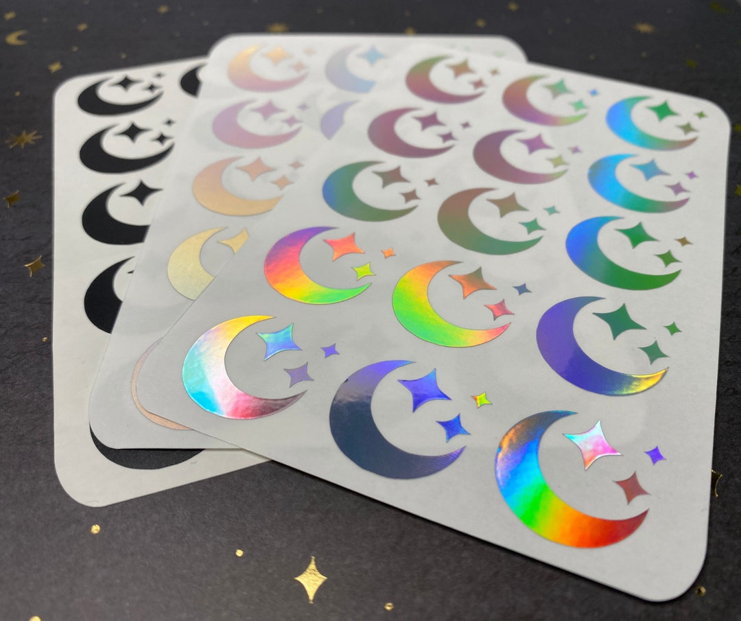 Moon and Star Decal Sticker Sheet, Permanent Decal Sticker Sheet, Vinyl ...