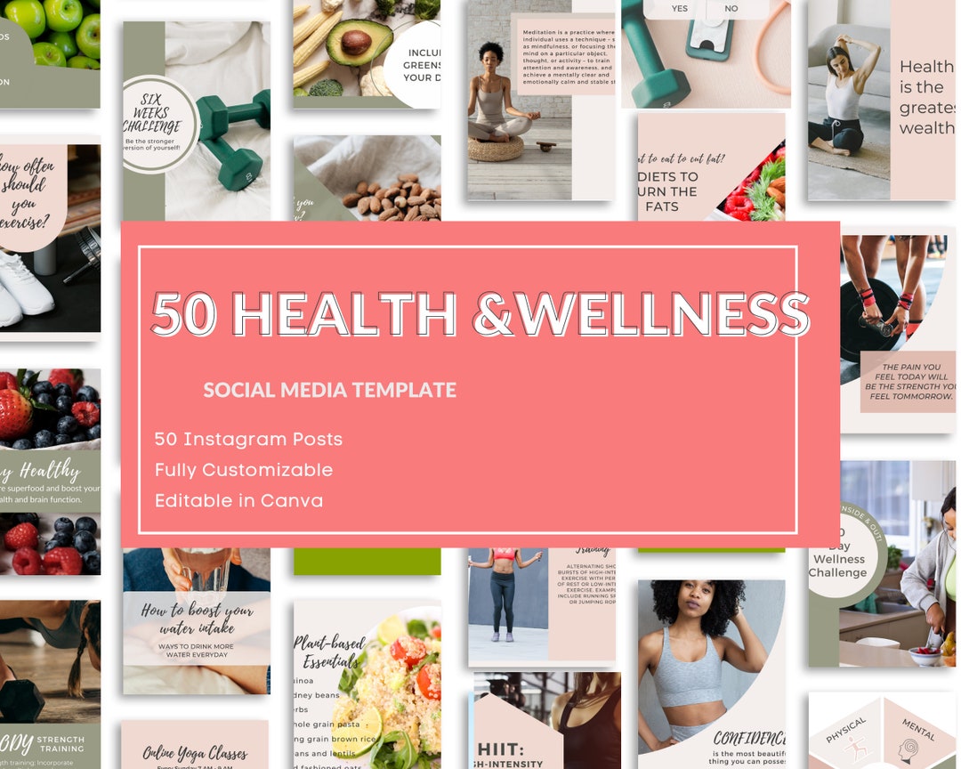 50 Health and Wellness Instagram Template Graphic - Etsy