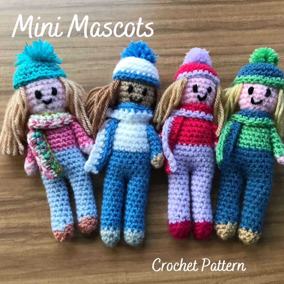 Mini Mascots, Crochet Tiny Dolls as Mascots in Team or School Colours ...