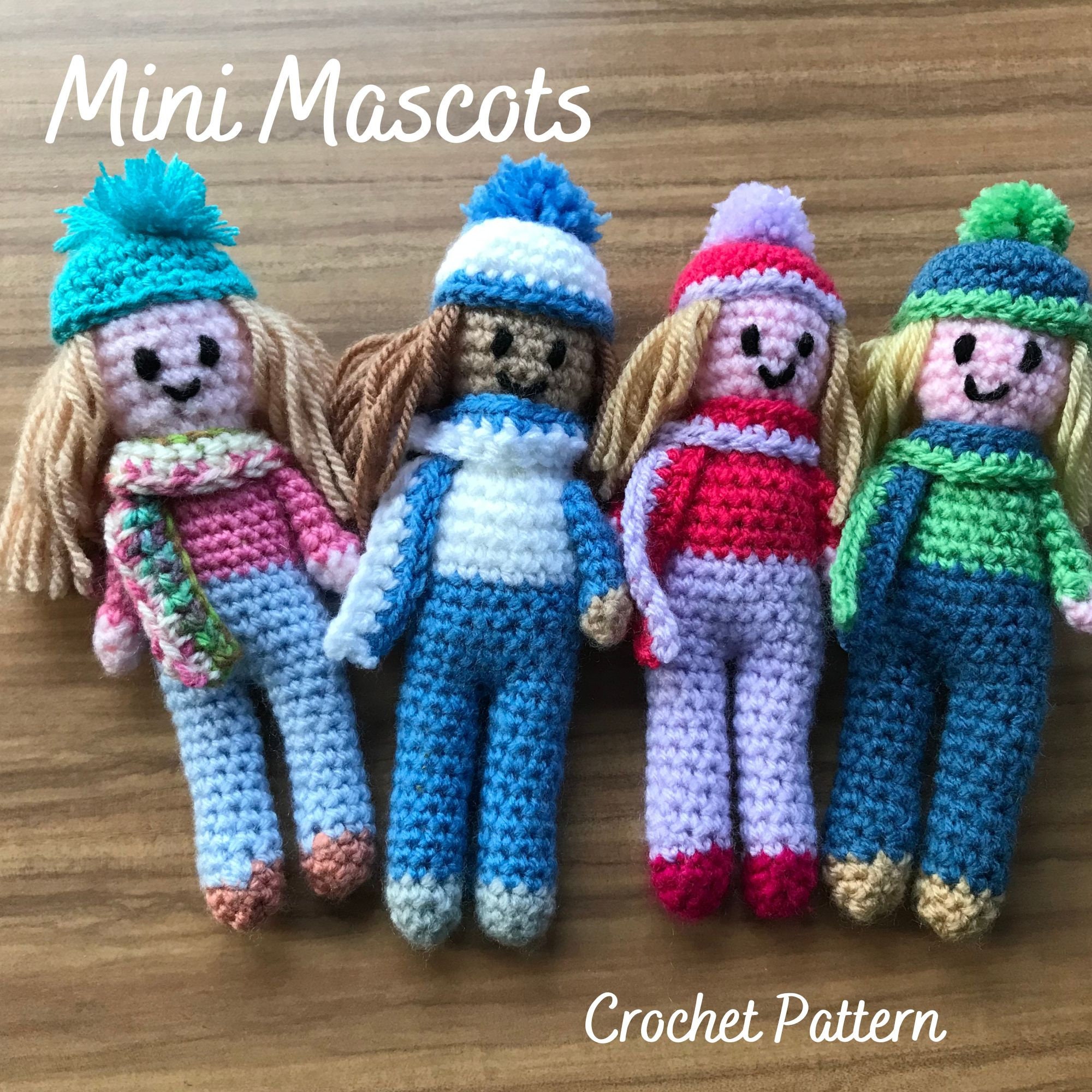 Mini Mascots, Crochet Tiny Dolls as Mascots in Team or School Colours ...