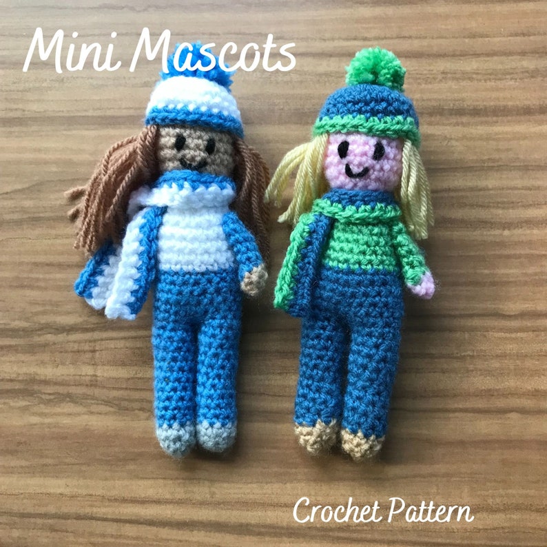Mini Mascots, Crochet Tiny Dolls as Mascots in Team or School Colours ...