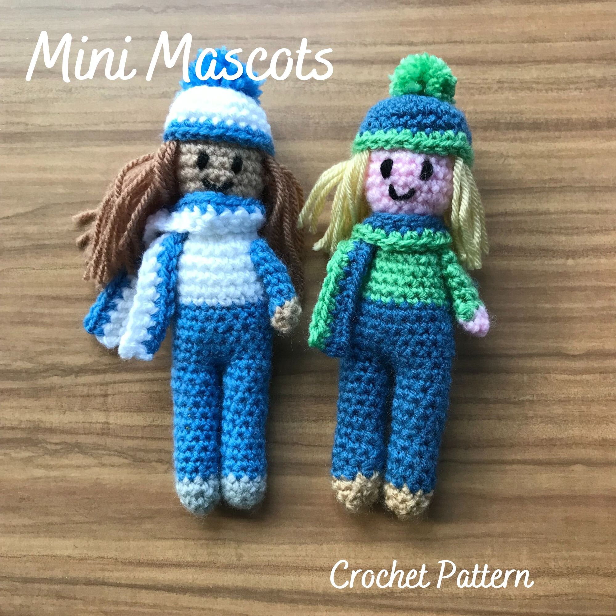 Mini Mascots, Crochet Tiny Dolls as Mascots in Team or School Colours ...