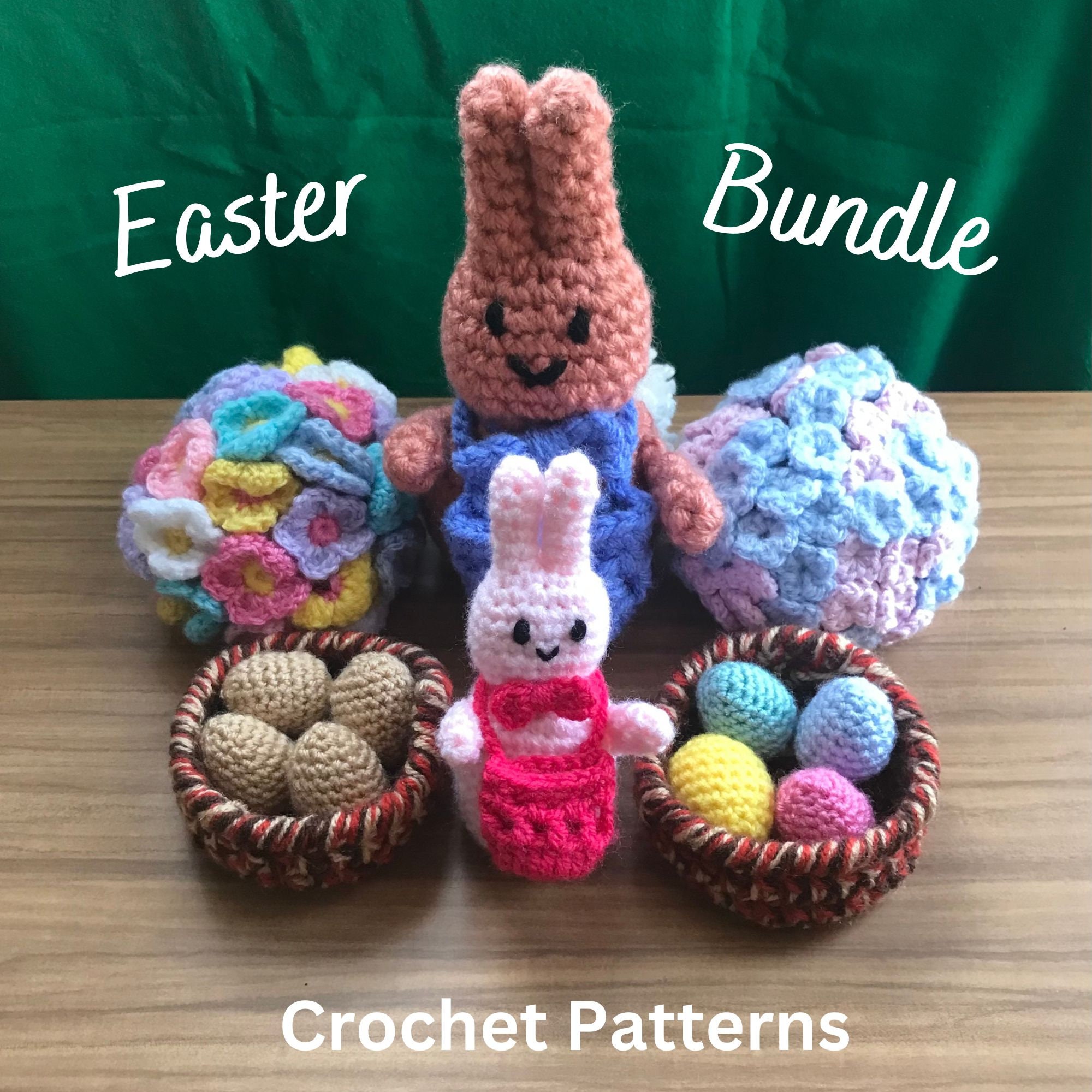 Easter Bundle of Crochet Patterns, Easter Bunny, Spring Flowers, Easter ...