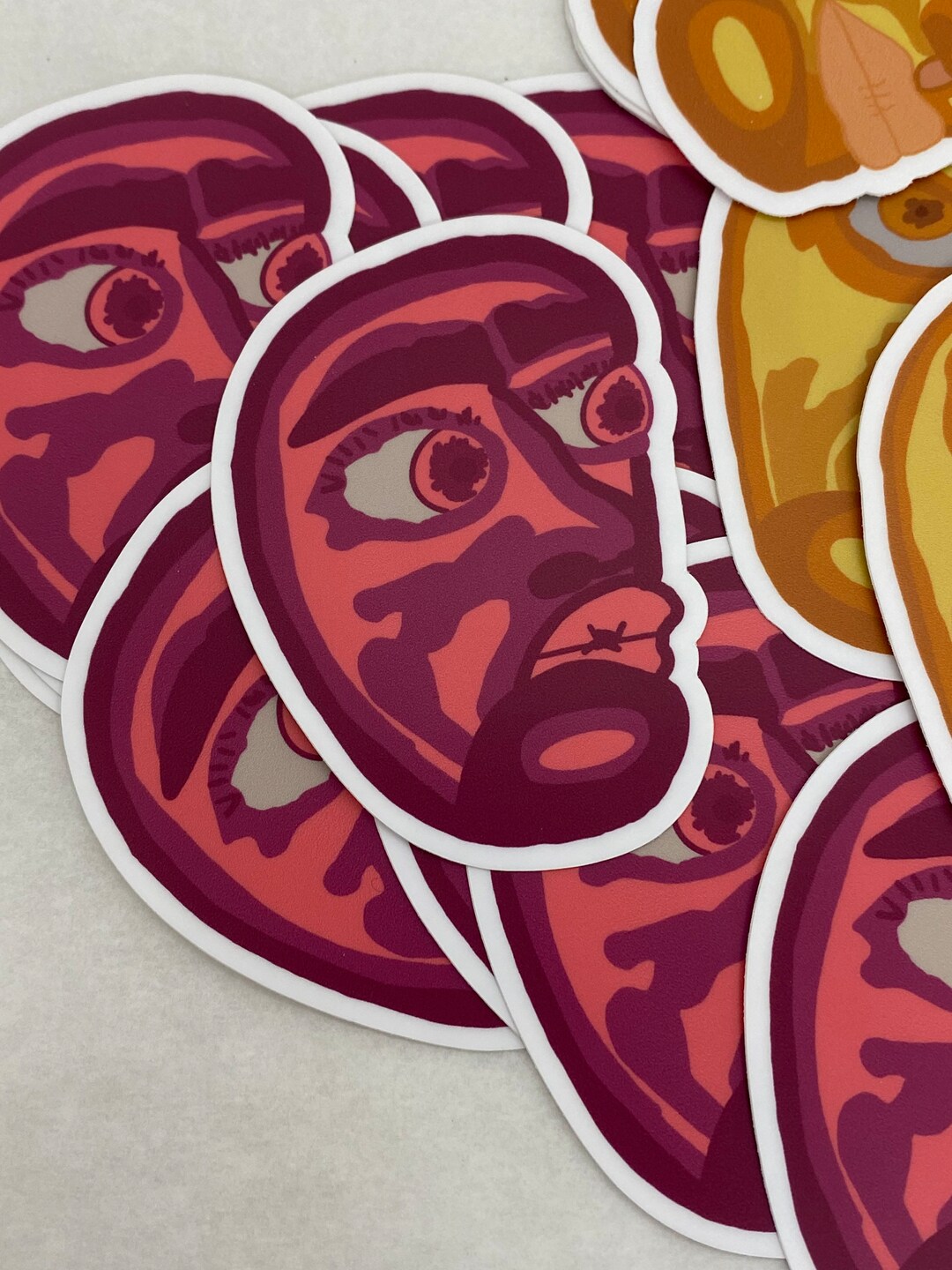Funny Face Pink Sticker - Etsy
