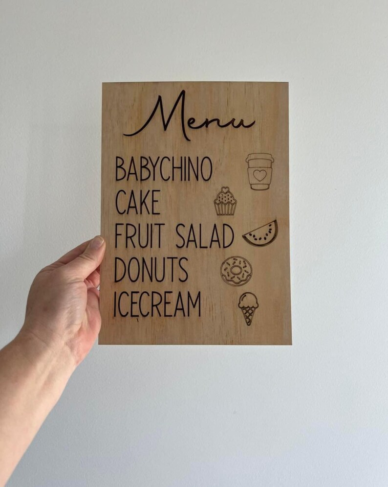 Kids Play Cafe Sign Wooden Menu Play Kitchen Sign - Etsy