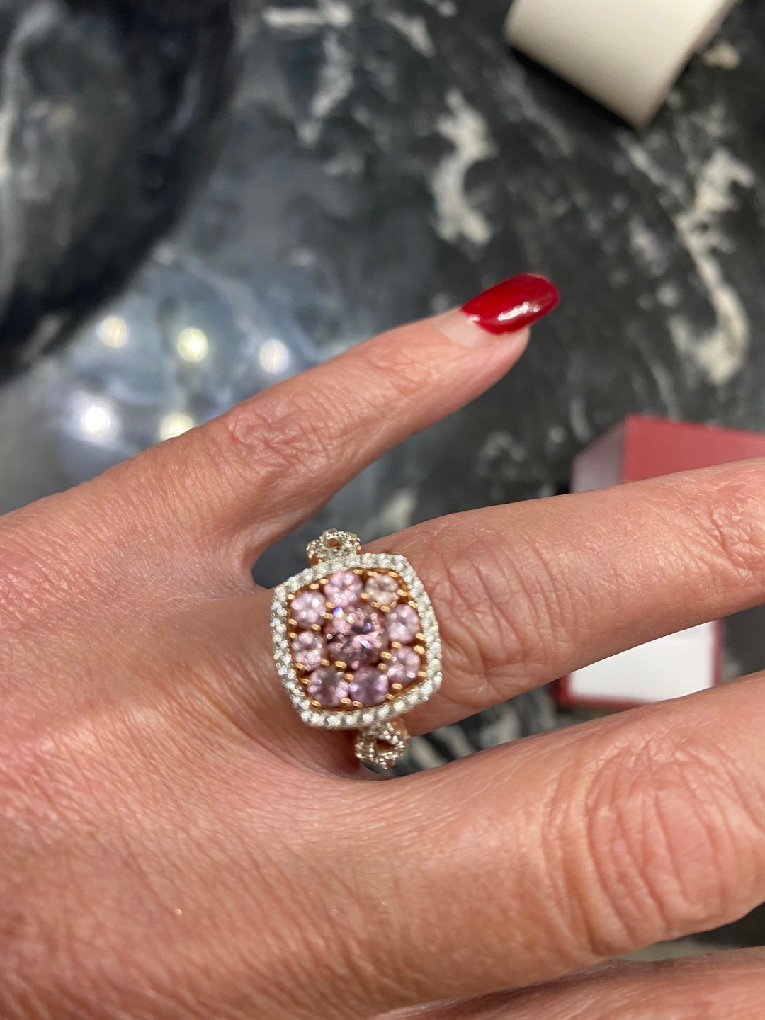 Twisted Cable Ring With Rose Gold Accent Ring, Size 8, Color Garnet 18k ...