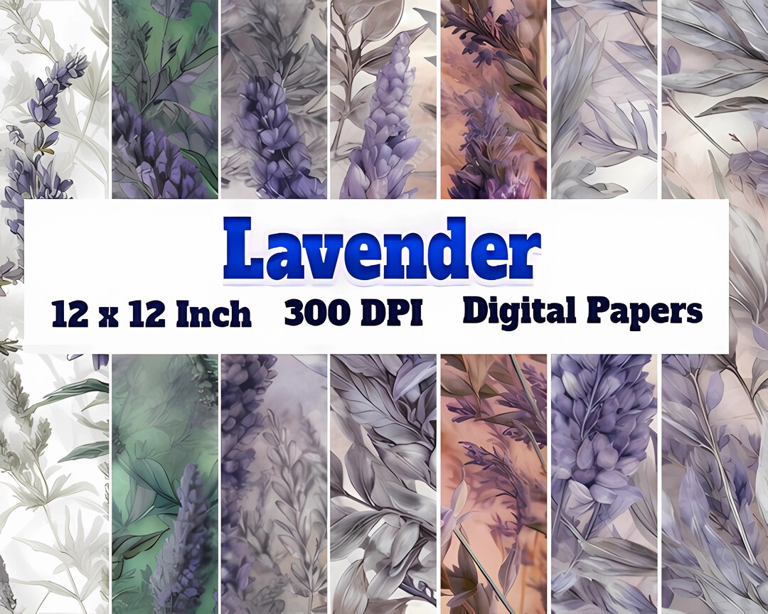 Lavender Flower Digital Papers - Seamless Flower Patterns - 7 Designs ...
