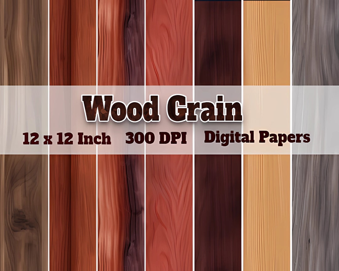 Wood Grain Digital Paper - Seamless Wood Patterns - 12 Designs ...