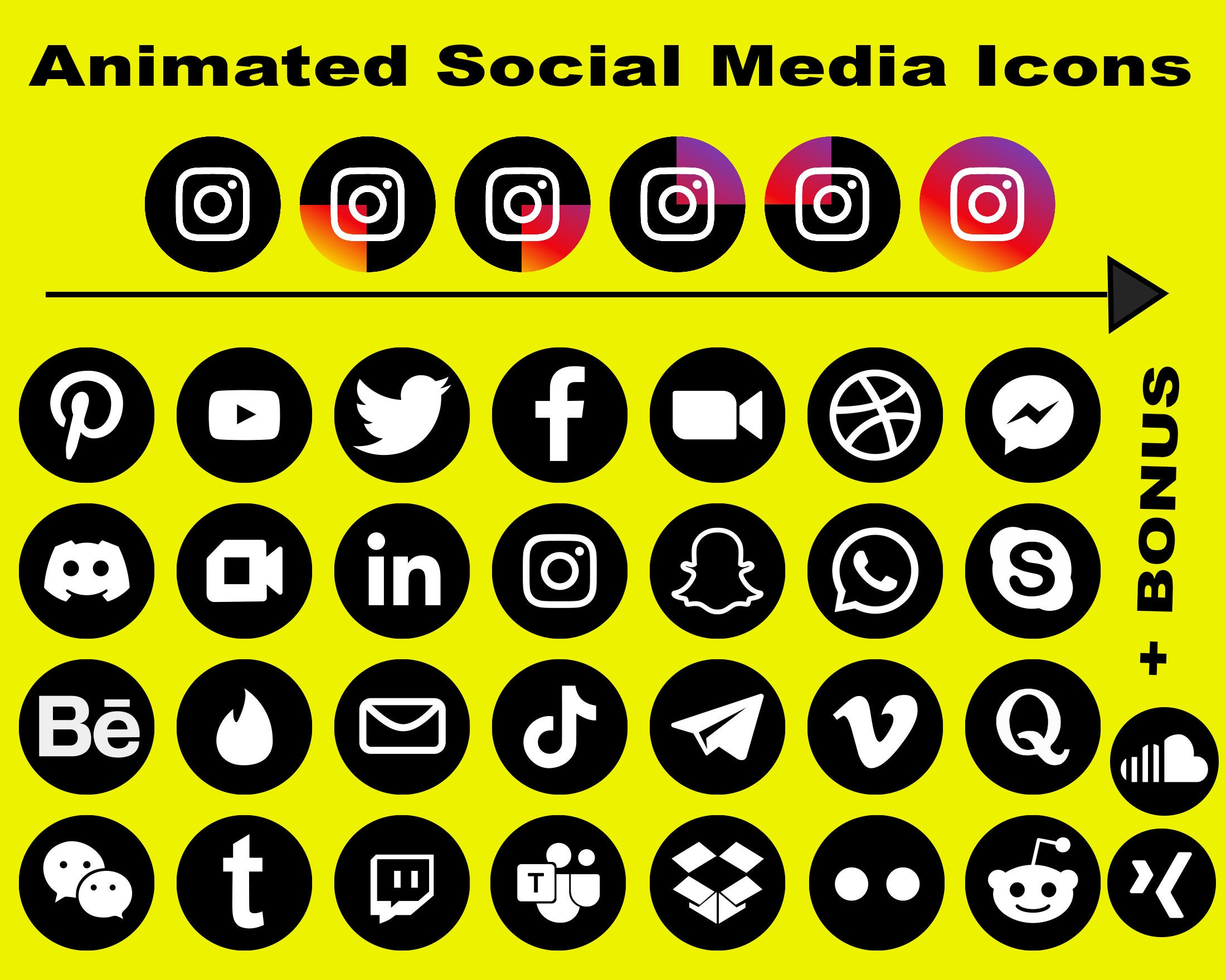 Animated Social Media Icons Social Media Logo Social Media - Etsy