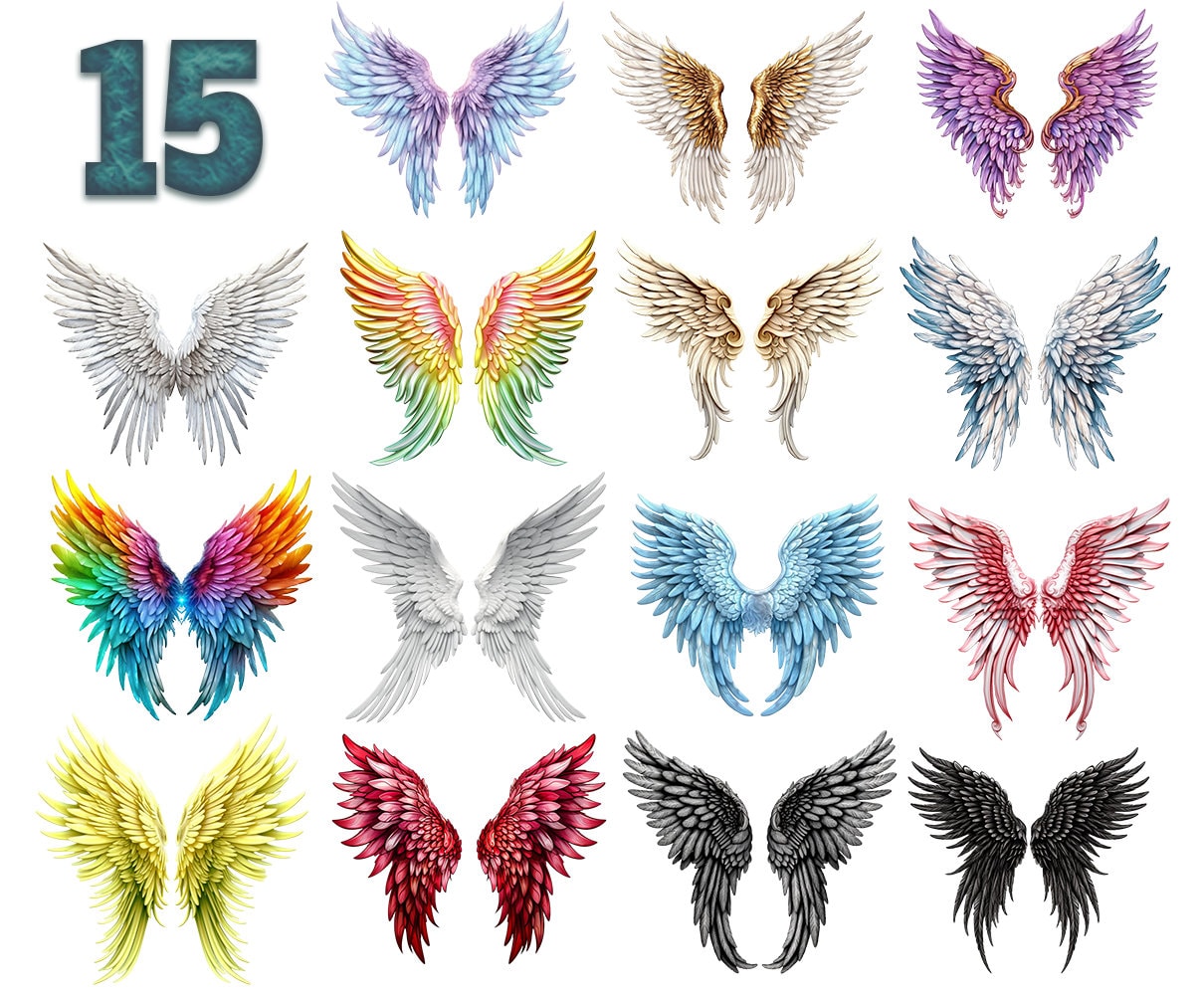 Angel Wings Clipart, Angel Wings Canva Editable Template, White Wings ...