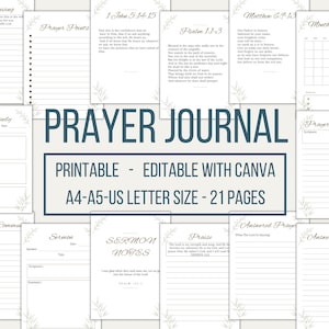 Printable Prayer Journal Template, Bible Study Journal, Sermon Notes ...
