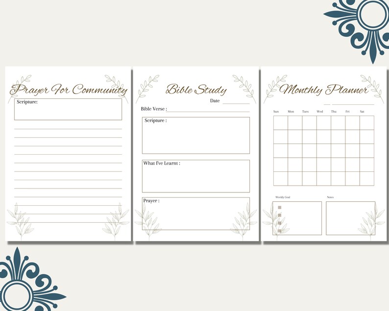 Printable Prayer Journal Template Bible Study Journal Sermon - Etsy