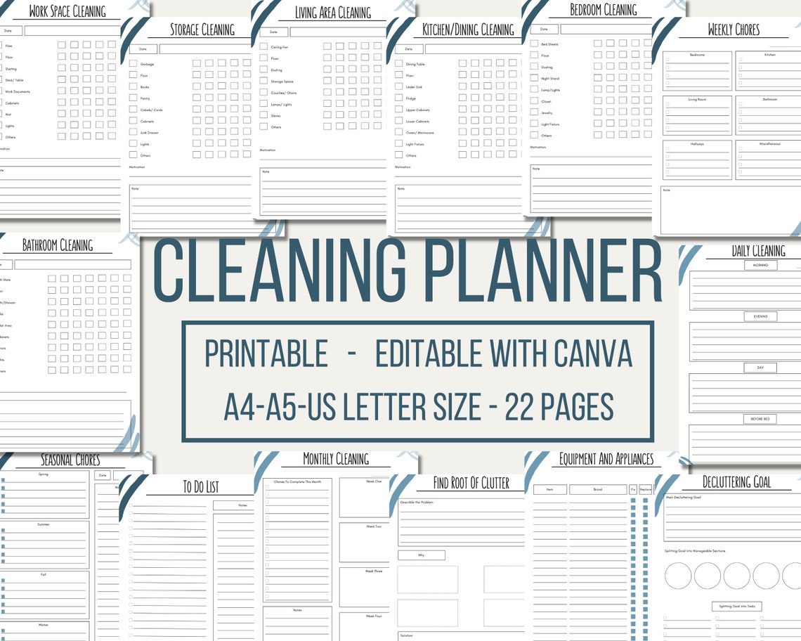 Printable Cleaning Schedule, Cleaning Checklist, Cleaning Planner, A4 ...