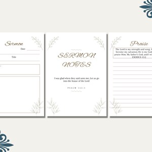 Printable Prayer Journal Template, Bible Study Journal, Sermon Notes ...