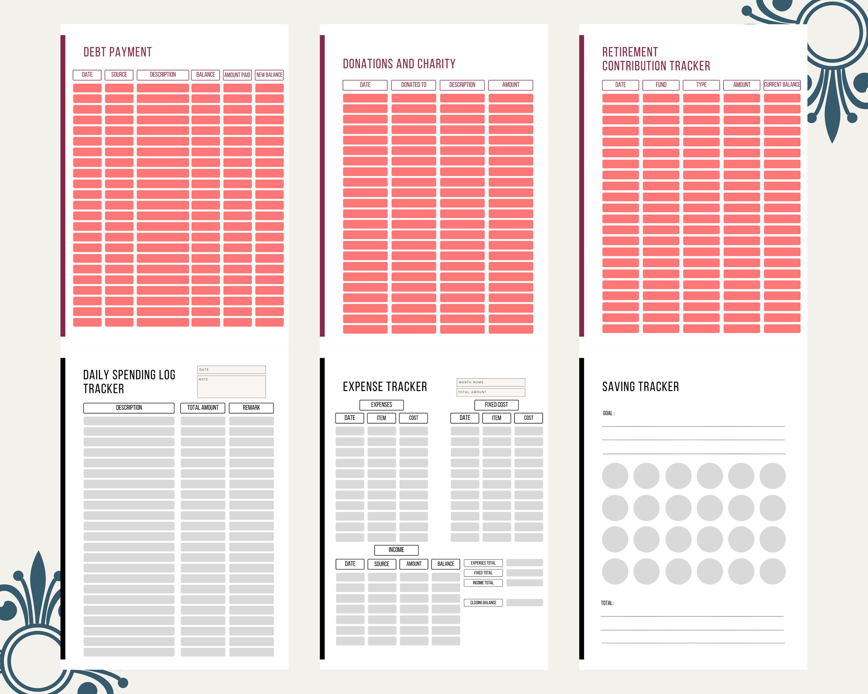 Finance Planner, Printable Budget Planner, Bill Tracker, Expenses ...