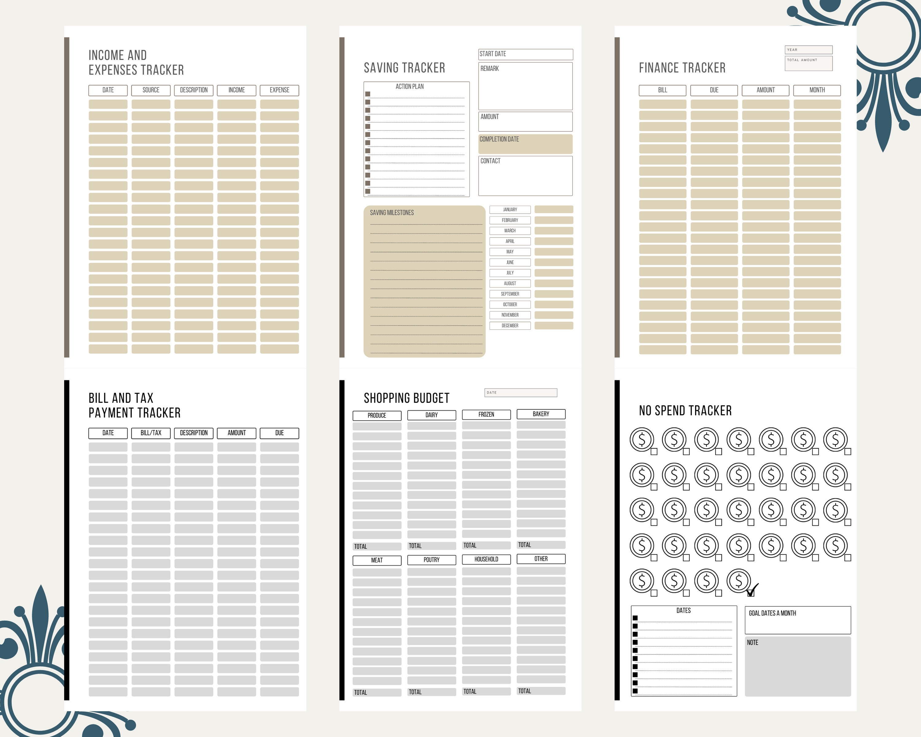 Finance Planner, Printable Budget Planner, Bill Tracker, Expenses ...