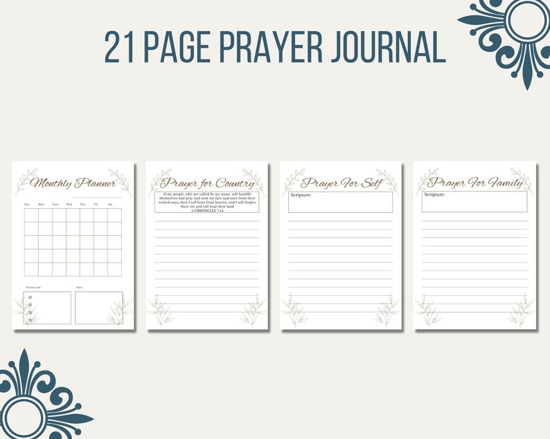 Printable Prayer Journal Template Bible Study Journal Sermon - Etsy