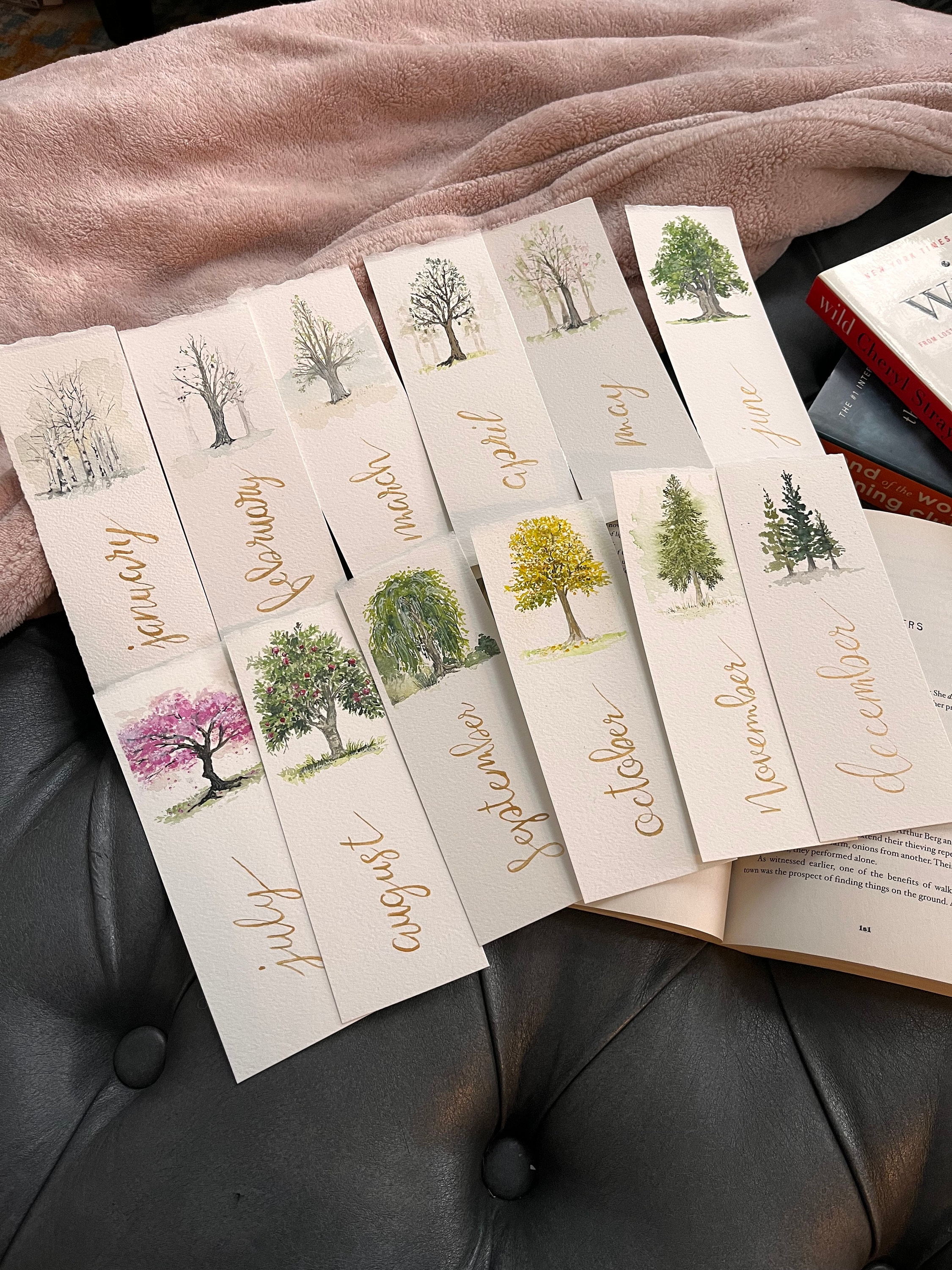Birth Month Bookmark/Birth Month Tree/Watercolor Bookmark/Personalized ...