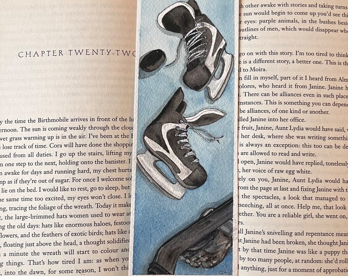 Hockey Skate Bookmark , Original Watercolor Bookmark, Canadian Art ...