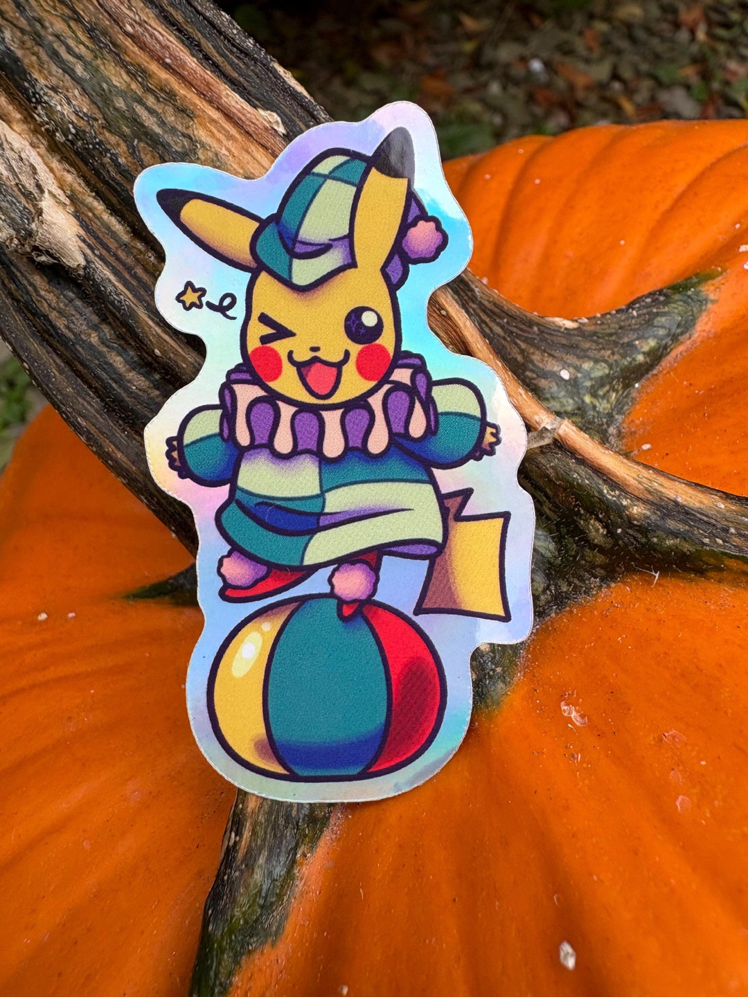 Jester Clown Pikachu Poke Halloween Holographic Sticker - Etsy
