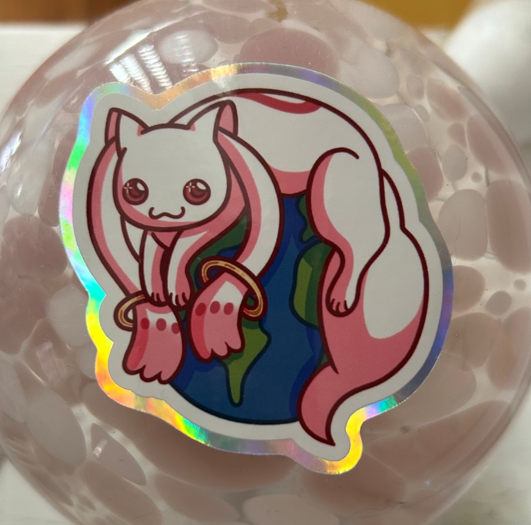 Madoka Magica Kyubey Cat Holographic Sticker - Etsy