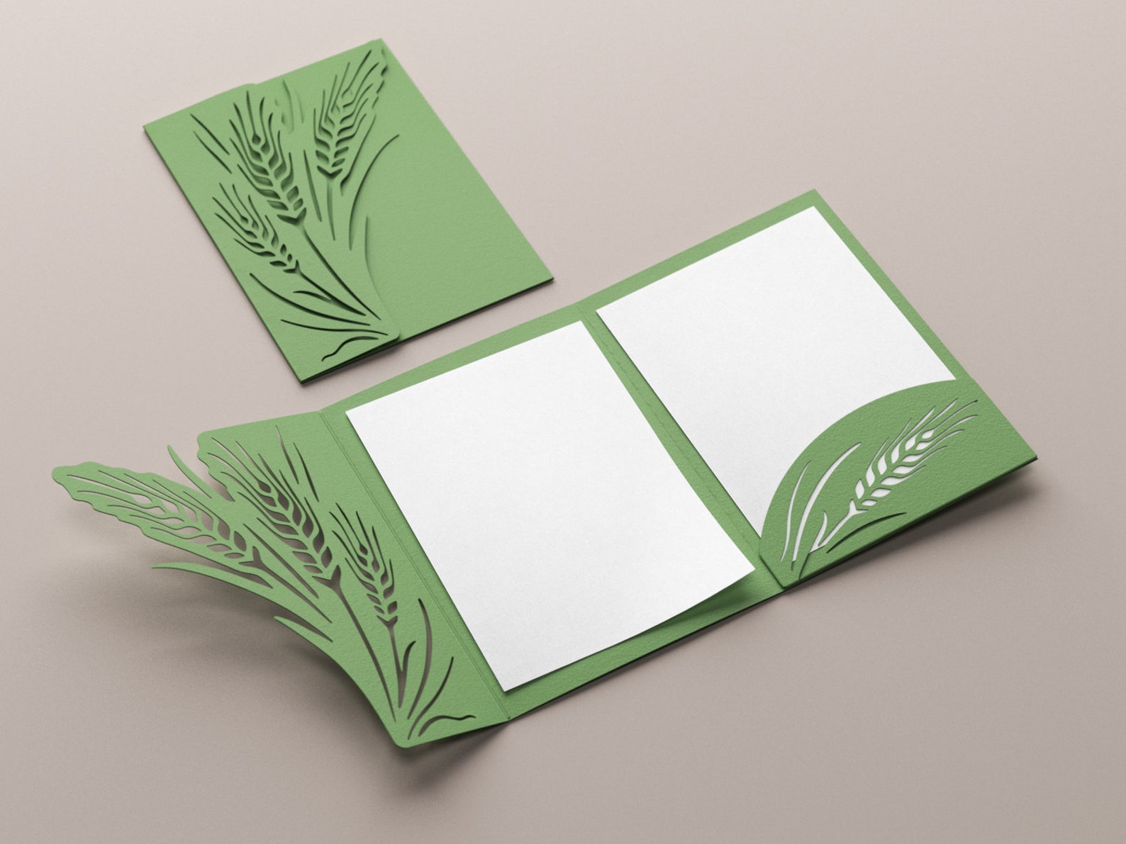 Rustic Wedding Invitation Envelope SVG With Wheat, Card Template Dxf ...