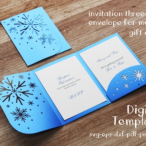 Card Template With Snowflakes Svg, Winter Wedding Invitation, Cash ...