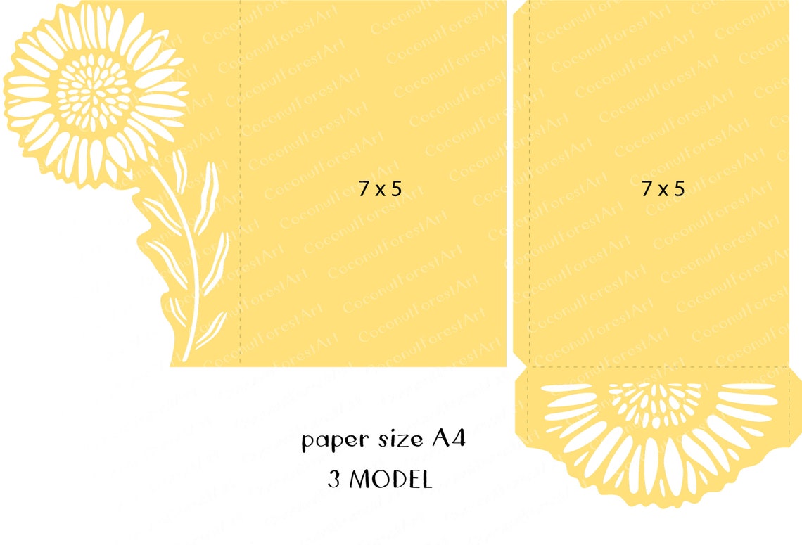 Invitation Template With Sunflower DIY Wedding Envelope Svg | Etsy