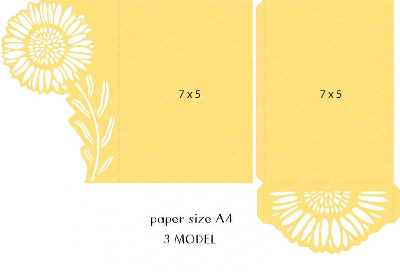 Invitation Template With Sunflower DIY Wedding Envelope Svg | Etsy