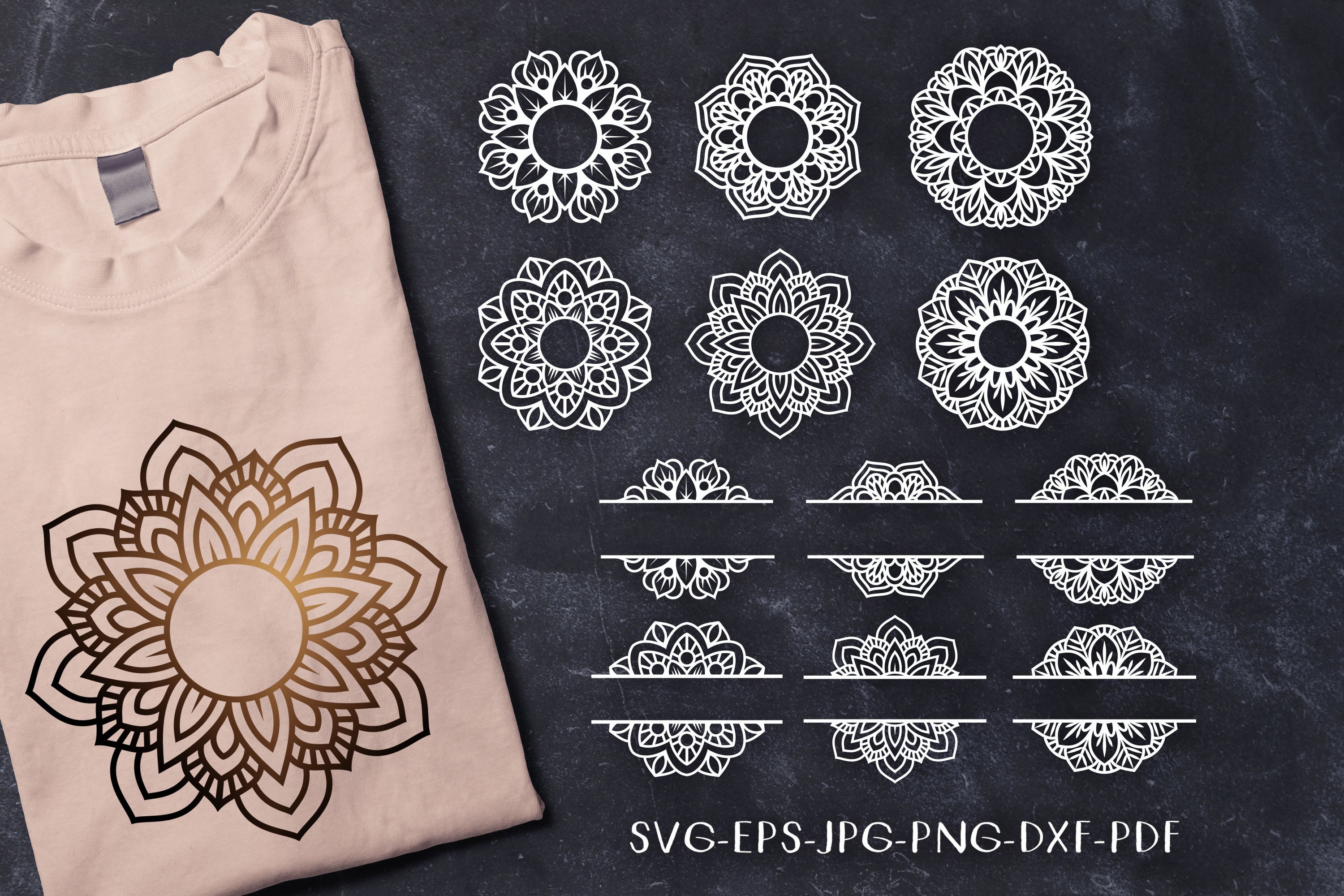 Mandala Monogram SVG Set Circle Pattern Clip Art Cricut - Etsy