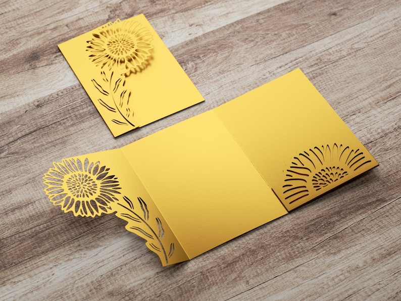 Invitation Template With Sunflower DIY Wedding Envelope Svg - Etsy